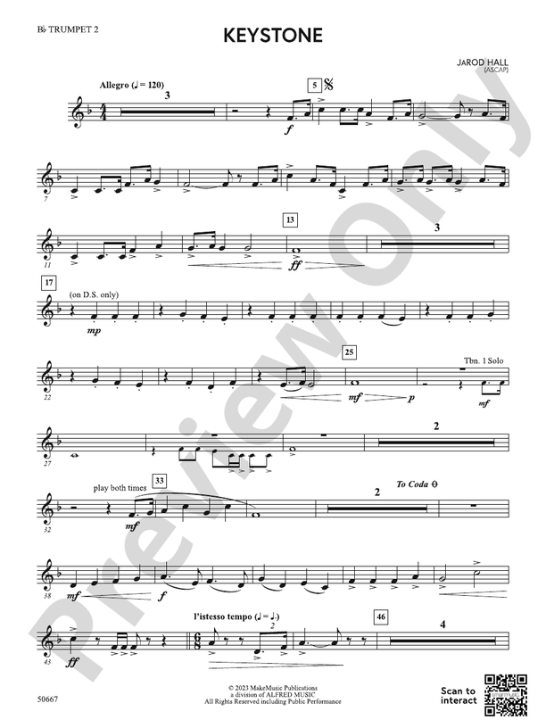 Keystone: 2nd B-flat Trumpet: 2nd B-flat Trumpet Part - Digital Sheet Music Download