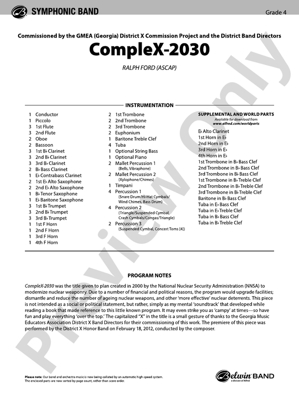 CompleX-2030: Score: Concert Band Score - Digital Sheet Music Download