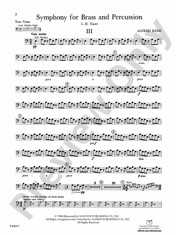 Symphony for Brass and Percussion: Tom-Toms: Tom-Toms Part - Digital ...