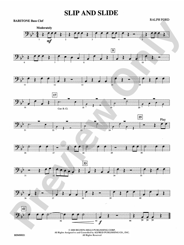 Slip and Slide: Baritone B.C.: Baritone B.C. Part - Digital Sheet Music Download