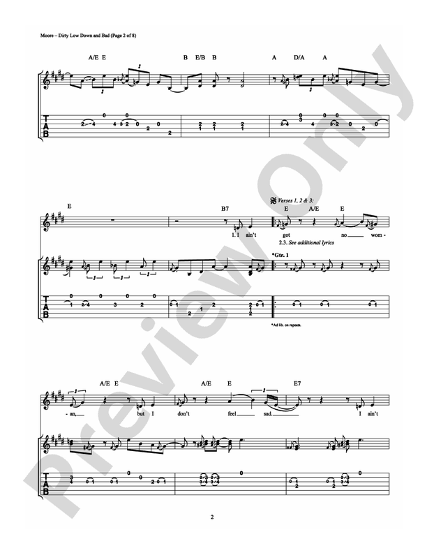 Dirty Low Down and Bad: Guitar TAB: Keb' Mo' - Digital Sheet Music Download