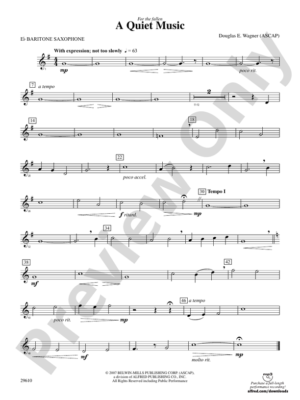 A Quiet Music: E-flat Baritone Saxophone: E-flat Baritone Saxophone Part - Digital Sheet Music ...