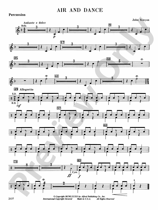Air and Dance: 1st Percussion: 1st Percussion Part - Digital Sheet ...