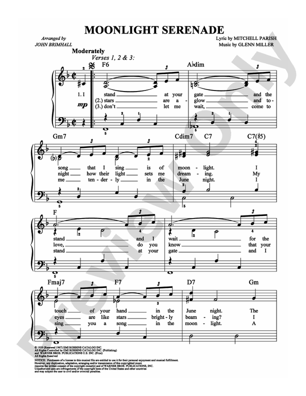 Moonlight Serenade: Easy Piano: Glenn Miller - Digital Sheet Music Download