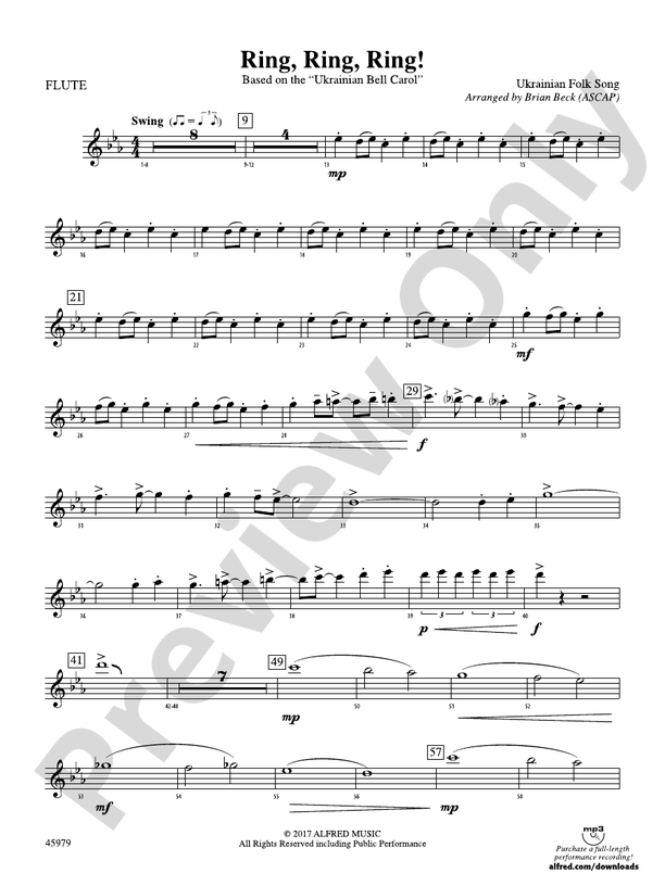 Ring, Ring, Ring!: Flute: Flute Part - Digital Sheet Music Download
