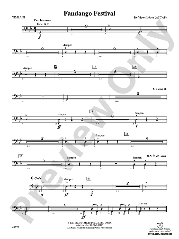 Fandango Festival: Timpani: Timpani Part - Digital Sheet Music Download