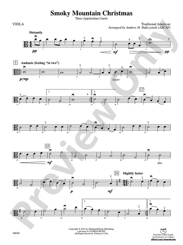 Smoky Mountain Christmas: Viola: Viola Part - Digital Sheet Music Download