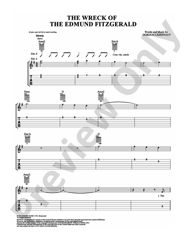 The Wreck of the Edmund Fitzgerald: Easy Guitar: Gordon Lightfoot ...