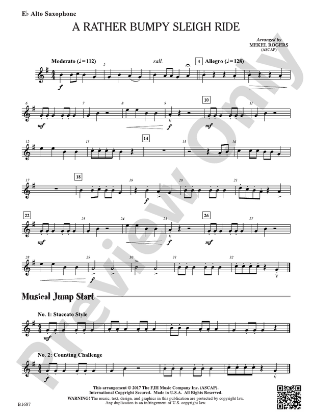 A Rather Bumpy Sleigh Ride: E-flat Alto Saxophone: E-flat Alto ...