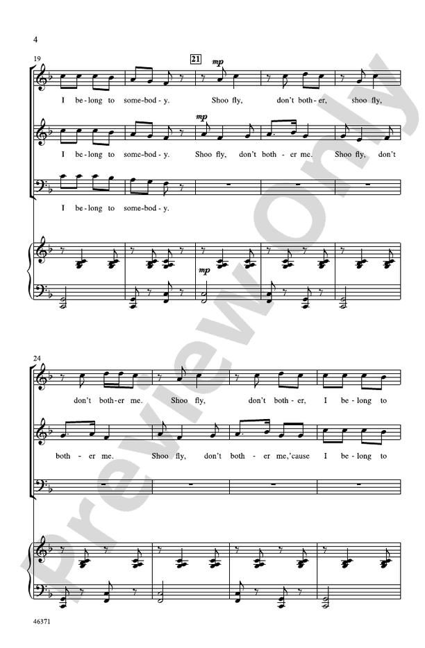 Shoo Fly!: 3-Part Mixed Choral Octavo - Digital Sheet Music Download