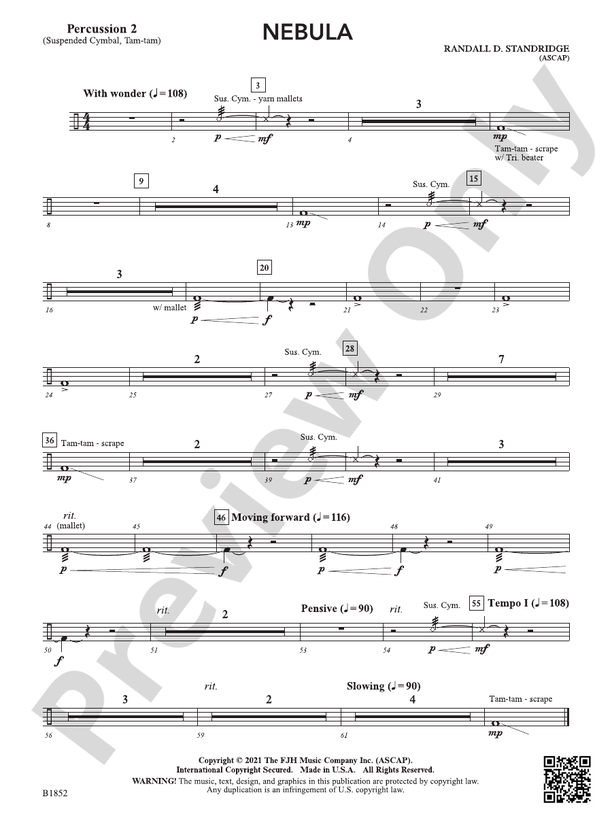 Nebula: Percussion 2: Percussion 2 Part: Randall D. Standridge ...