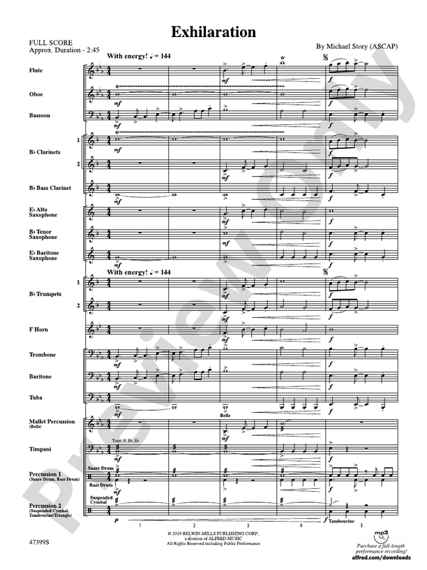 Exhilaration: Score: Concert Band Score - Digital Sheet Music Download