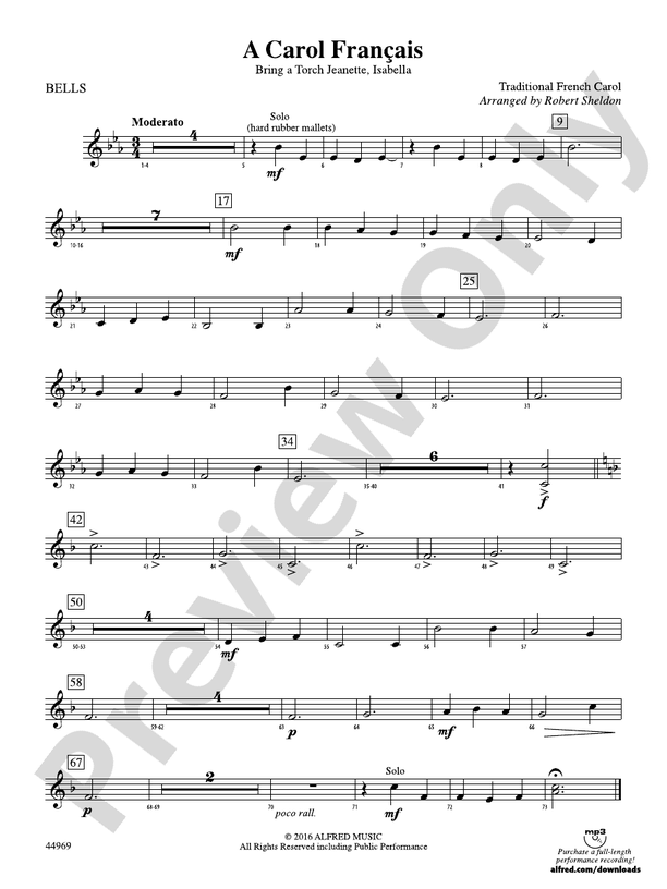 A Carol Français: Bells: Bells Part - Digital Sheet Music Download