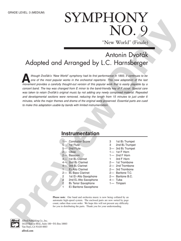 Symphony No. 9 "New World", Finale: Concert Band Conductor Score ...