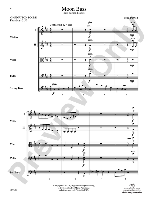 Moon Bass: Score: String Orchestra Score - Digital Sheet Music Download
