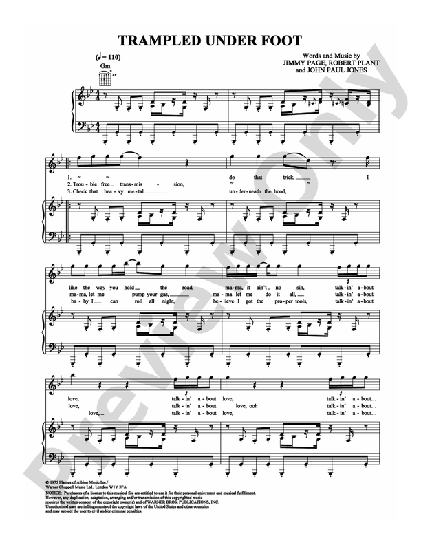 Trampled Under Foot: Piano/Vocal/Chords: Led Zeppelin - Digital Sheet ...