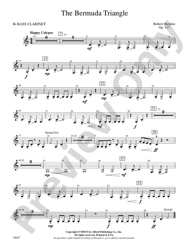 The Bermuda Triangle: B-flat Bass Clarinet: B-flat Bass Clarinet Part ...