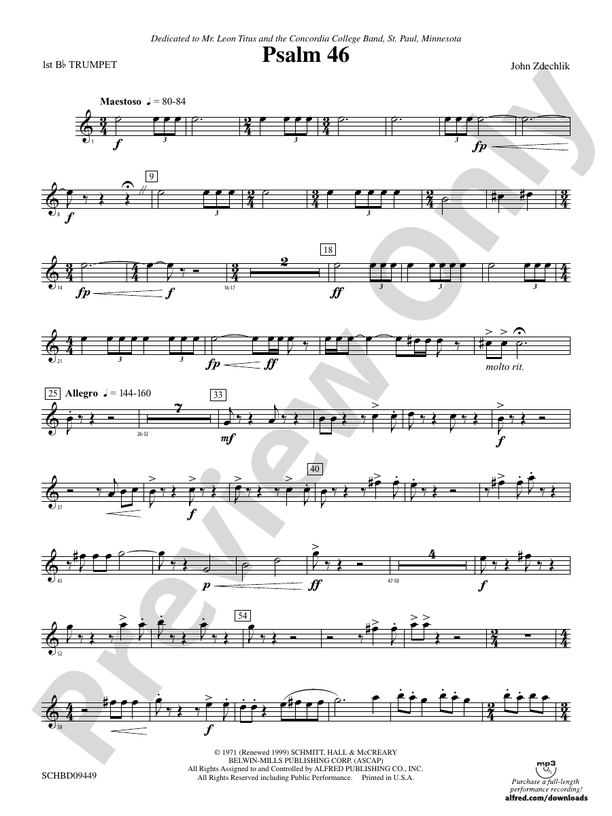 Psalm 46: 1st B-flat Trumpet: 1st B-flat Trumpet Part - Digital Sheet ...