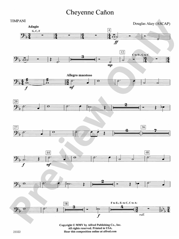 Cheyenne Cañon: Timpani: Timpani Part - Digital Sheet Music Download