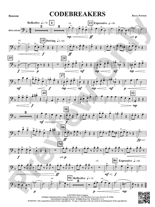 Codebreakers: Bassoon: Bassoon Part: Bryce Newton - Digital Sheet Music ...