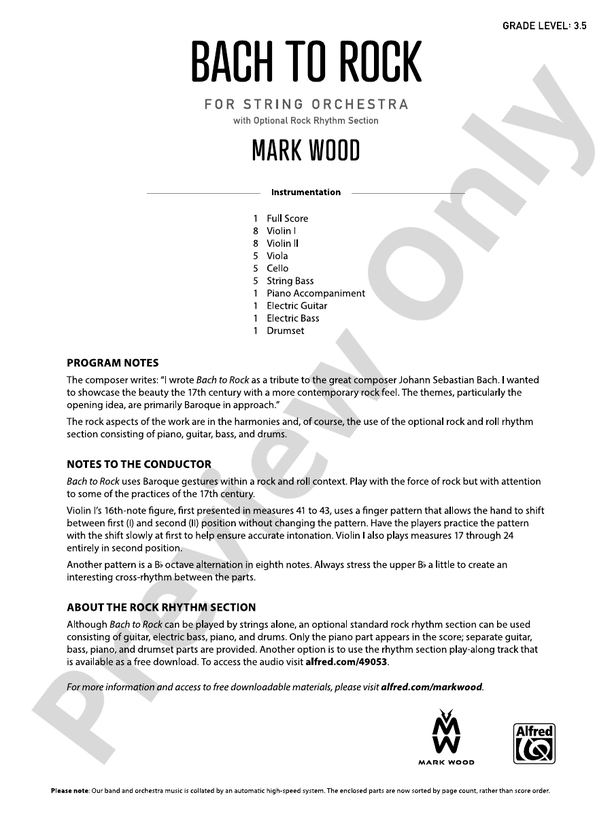 Bach to Rock: String Orchestra Conductor Score & Parts: Mark Wood ...