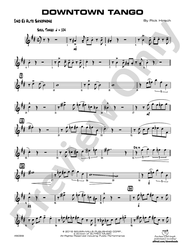 Downtown Tango 2nd E Flat Alto Saxophone 2nd E Flat Alto Saxophone