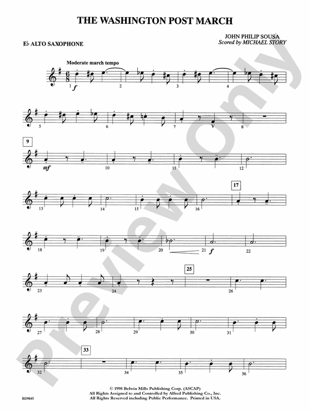 Washington Post: E-flat Alto Saxophone: E-flat Alto Saxophone Part ...