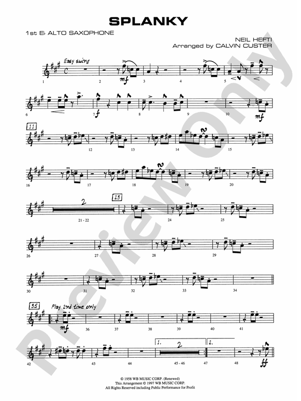 Splanky: E-flat Alto Saxophone: E-flat Alto Saxophone Part - Digital ...