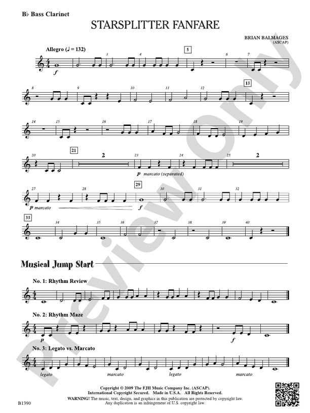Starsplitter Fanfare: B-flat Bass Clarinet: B-flat Bass Clarinet Part ...