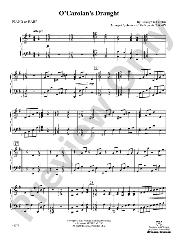 O'Carolan's Draught: Harp: Harp Part - Digital Sheet Music Download