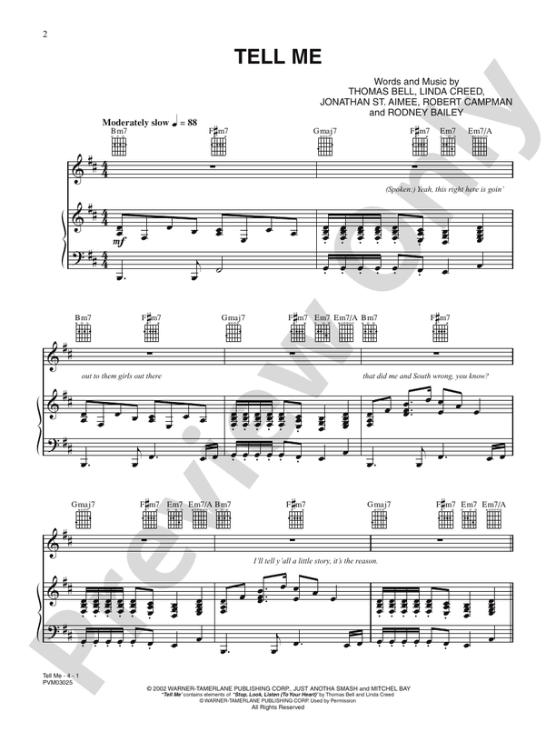 Tell Me: Piano/Vocal/Chords: Smilez & Southstar - Digital Sheet Music ...