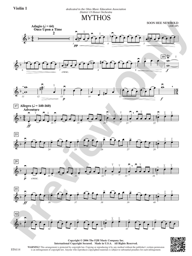 Mythos: Violin 1: Violin 1 Part: Soon Hee Newbold - Digital Sheet Music ...