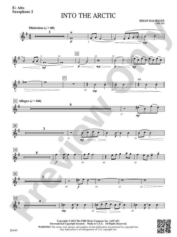Into the Arctic: E-flat Alto Saxophone 2: E-flat Alto Saxophone 2 Part: Brian Balmages - Digital ...