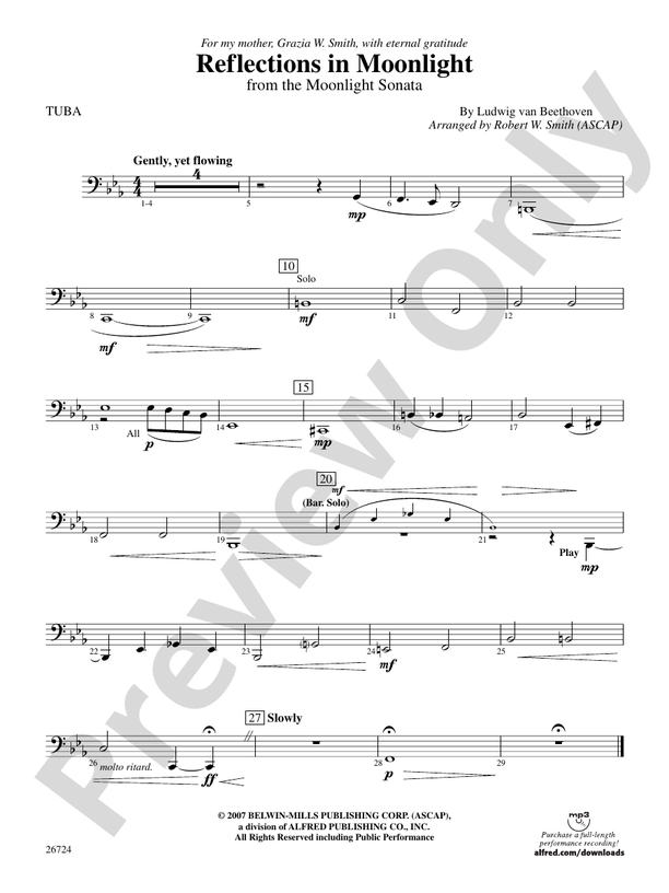 Reflections In Moonlight: Tuba: Tuba Part - Digital Sheet Music Download