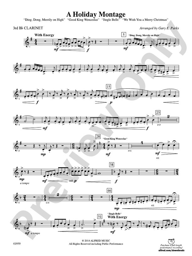 A Holiday Montage: 3rd B-flat Clarinet: 3rd B-flat Clarinet Part ...