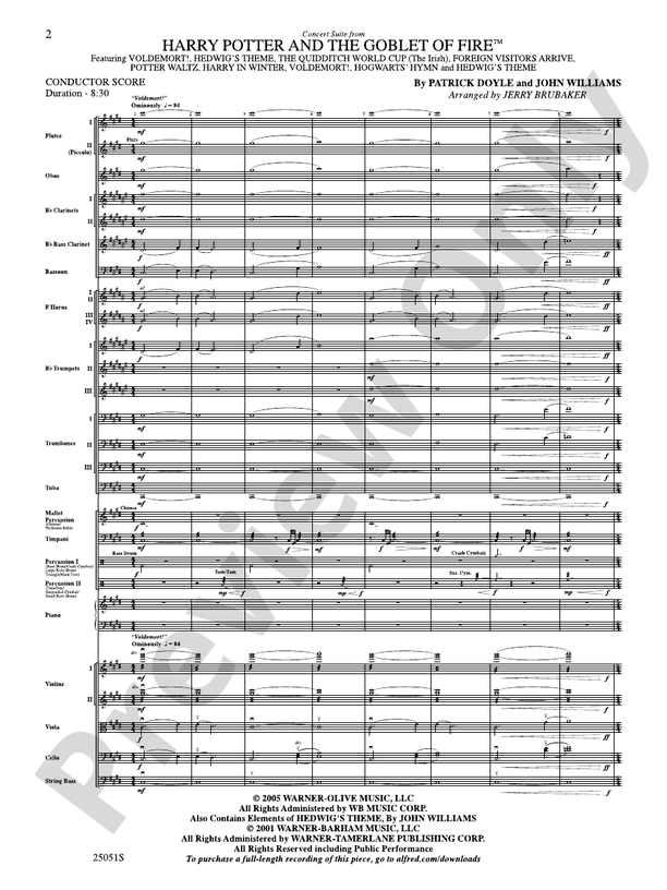 Harry Potter and the Goblet of Fire,™ Concert Suite from: Score: Full Orchestra Score - Digital ...