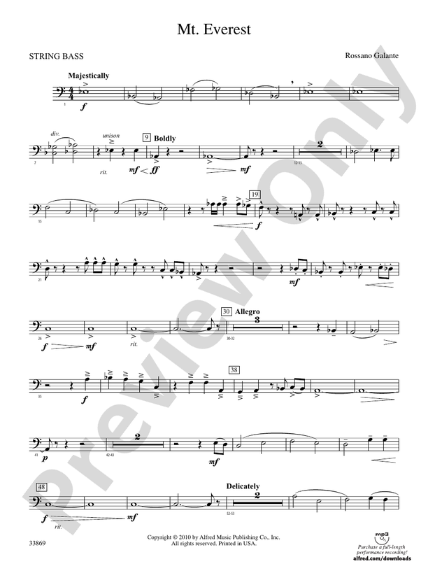 Mt. Everest: (wp) String Bass: (wp) String Bass World Part - Digital Sheet Music Download