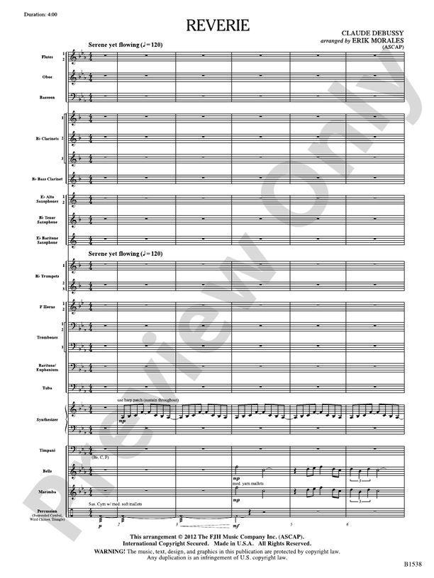 Reverie: Score: : Claude Debussy - Digital Sheet Music Download