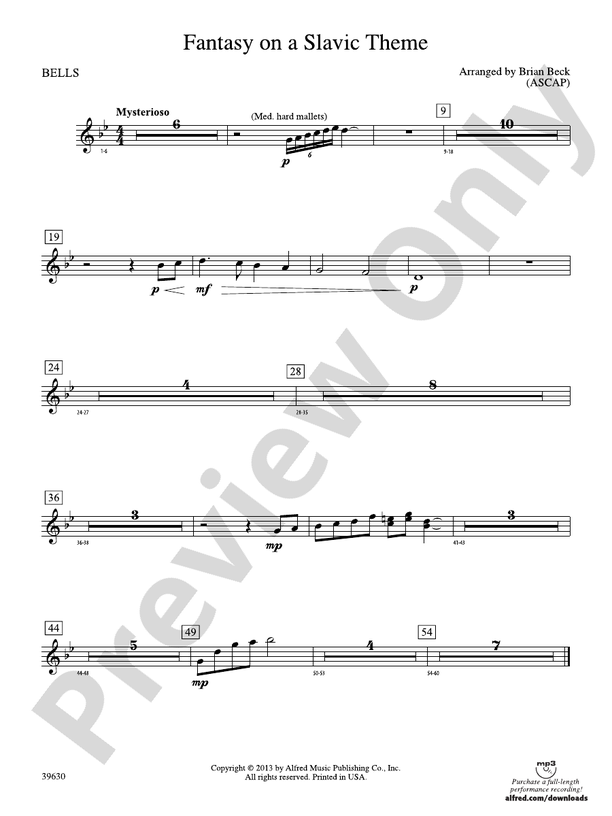 Fantasy on a Slavic Theme: Bells: Bells Part - Digital Sheet Music Download