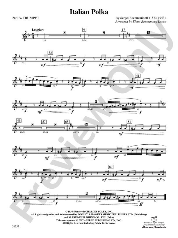 Italian Polka: 2nd B-flat Trumpet: 2nd B-flat Trumpet Part - Digital Sheet Music Download