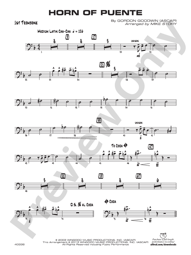 Horn of Puente: 1st Trombone: 1st Trombone Part - Digital Sheet Music ...