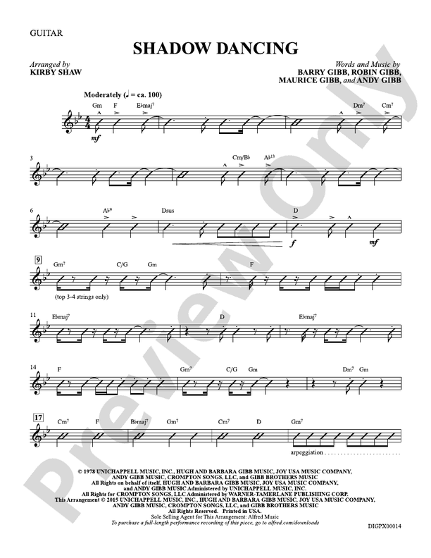 Shadow Dancing: Guitar: Guitar Part: Barry Gibb - Digital Sheet Music ...