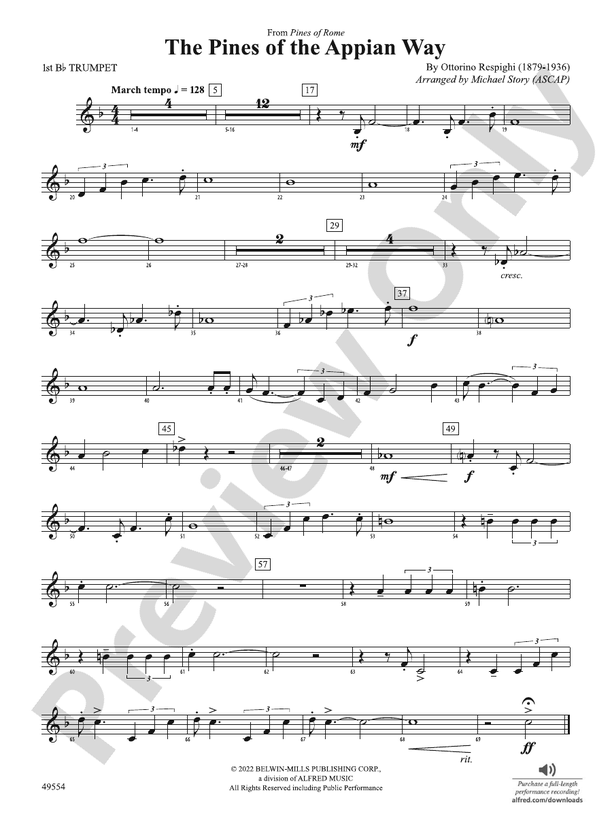 The Pines of the Appian Way: 1st B-flat Trumpet: 1st B-flat Trumpet Part - Digital Sheet Music ...