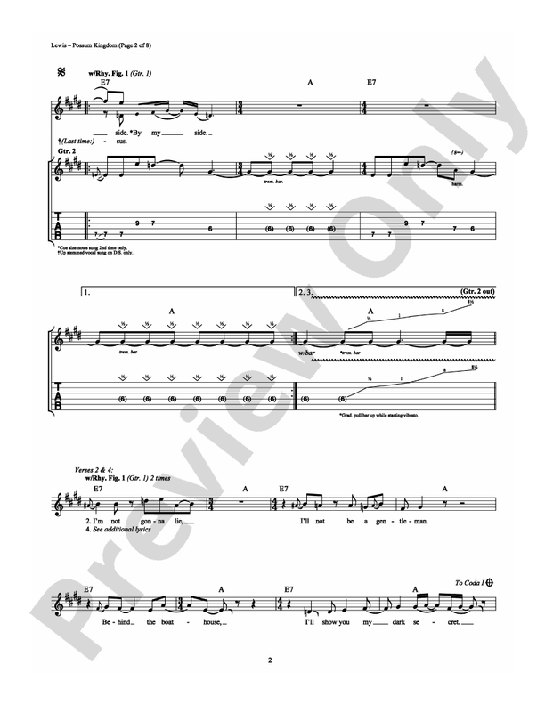 Possum Kingdom: Guitar TAB: Toadies - Digital Sheet Music Download