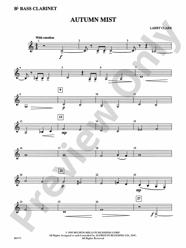 Autumn Mist: B-flat Bass Clarinet: B-flat Bass Clarinet Part - Digital ...