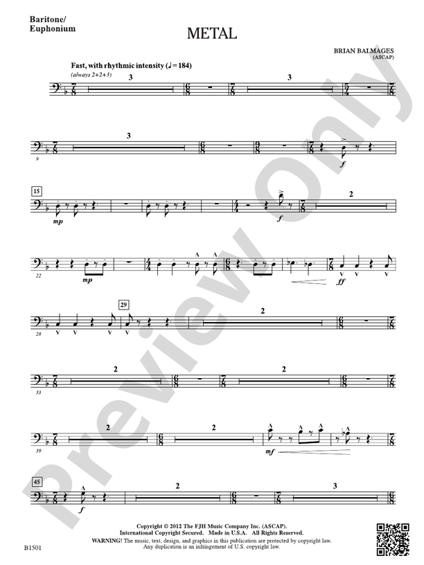 Metal: Baritone/Euphonium: Baritone/Euphonium Part: Brian Balmages - Digital Sheet Music Download