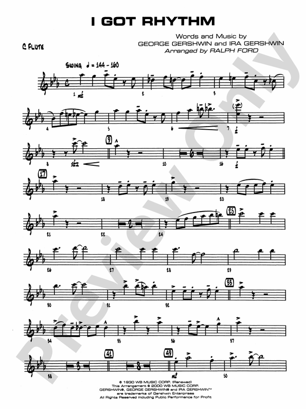 I Got Rhythm: Flute: Flute Part - Digital Sheet Music Download