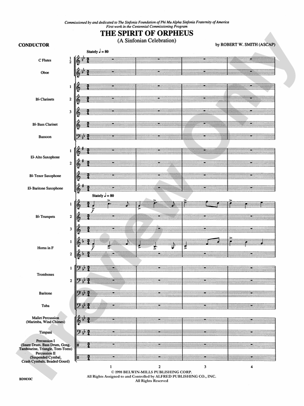 The Spirit of Orpheus (A Sinfonian Celebration): Score: Concert Band ...
