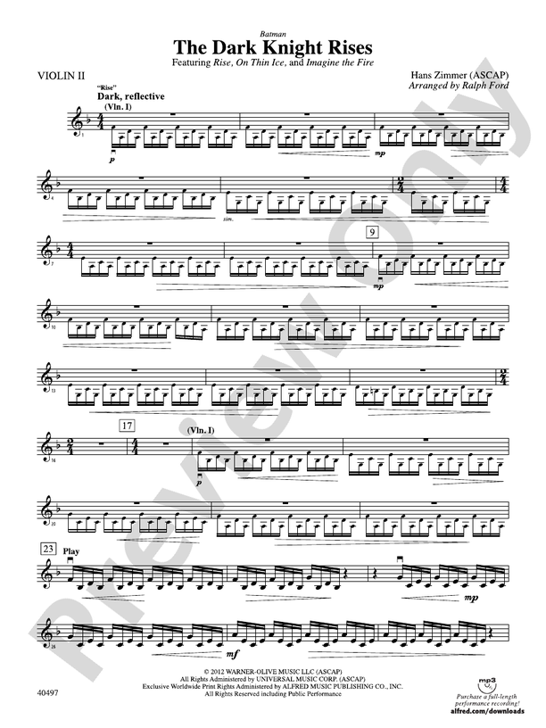 Batman: The Dark Knight Rises: 2nd Violin: 2nd Violin Part - Digital ...