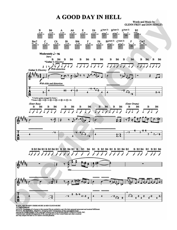 A Good Day In Hell: Guitar TAB: Eagles - Digital Sheet Music Download